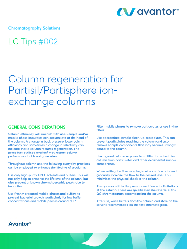 Column Regeneration for Partisil and Partisphere Ion-Exchange Columns ...
