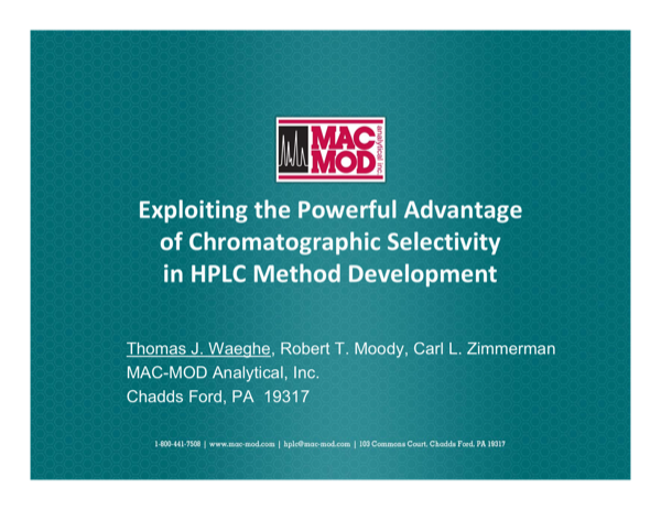 Selectivity in HPLC Method Development l MAC-MOD