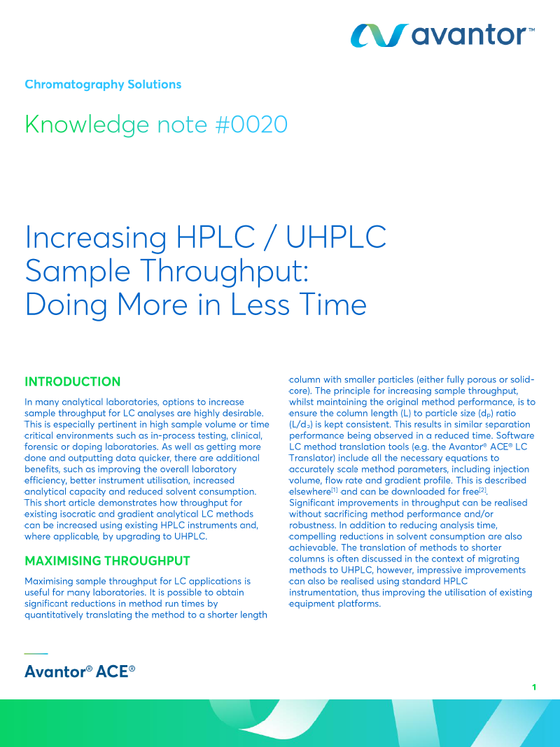 Increasing HPLC and UHPLC Sample Throughput