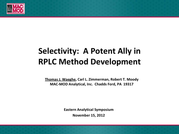 Selectivity in RPLC Method Development l MAC-MOD