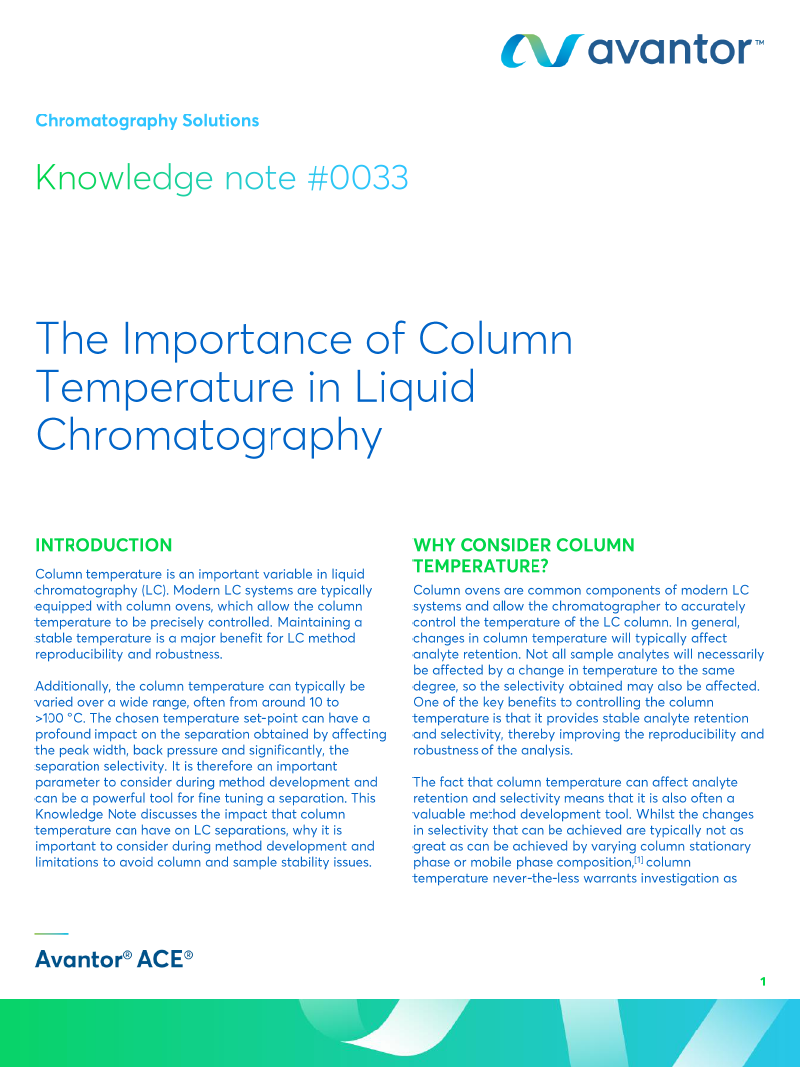 The Importance of Column Temperature in LC Analyses